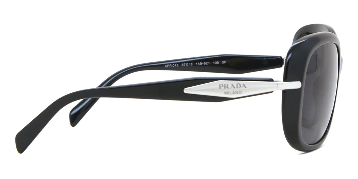 Prada PR 04ZS Polarized 1AB5Z1 Oversized Black Sunglasses | Vision ...